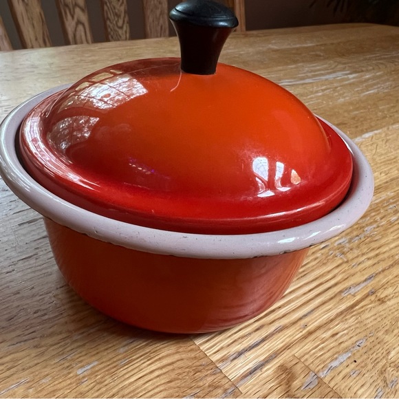 Dining | Vintage Orange Enamelware Pot | Poshmark